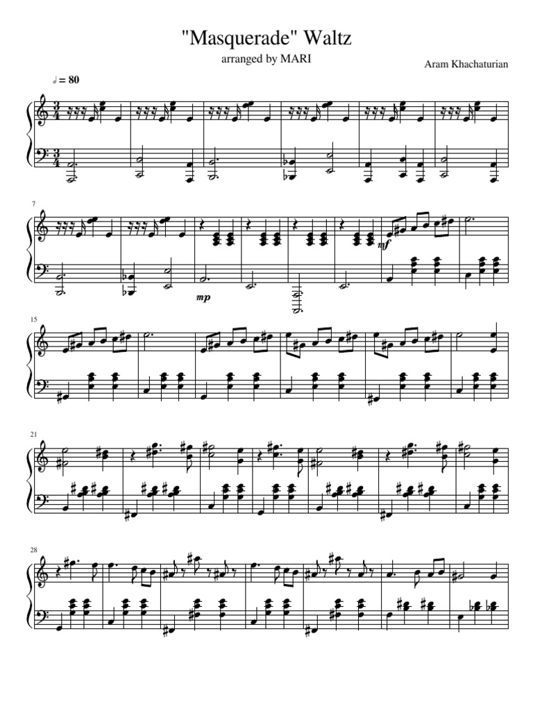 Aram Khachaturian - Masquerade - Waltz | PDF