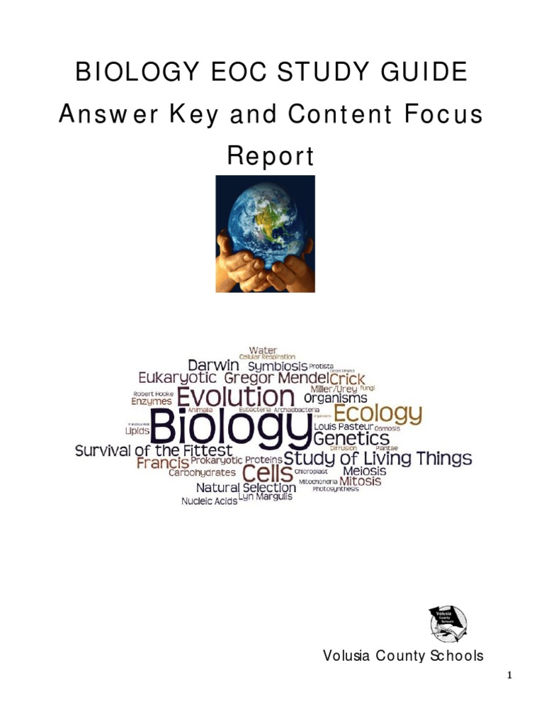 2016 BIOLOGY EOC Study Guide ANSWER KEY and Content Focus PDF | PDF ...