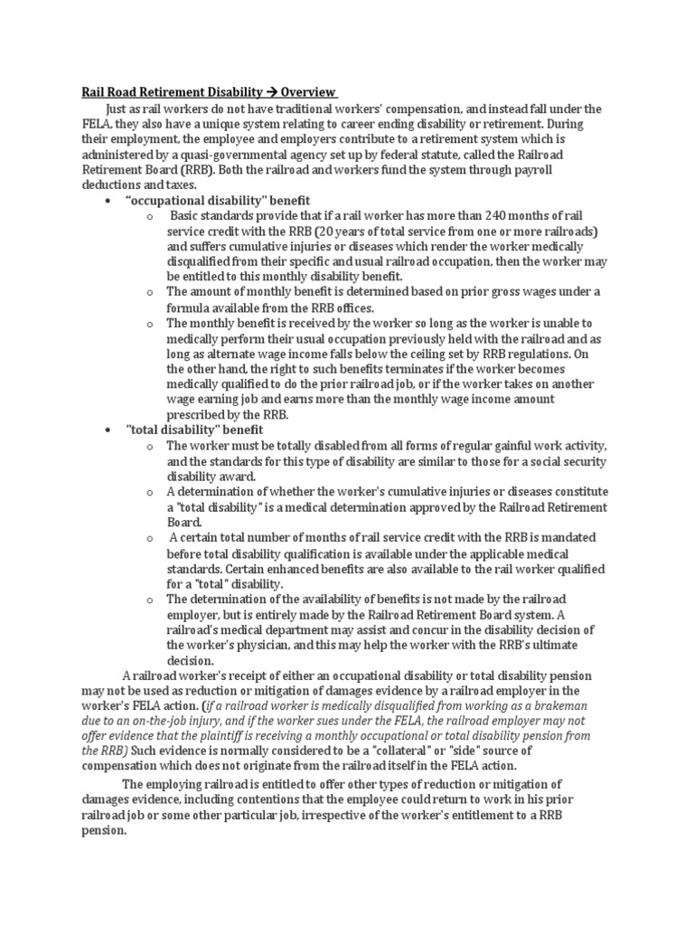 Railroad Worker Disability Benefits Explained | PDF | Employment ...