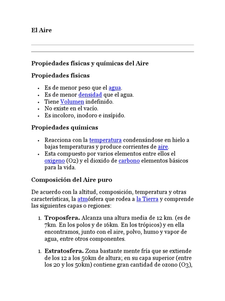 El Aire | PDF | Atmósfera de tierra | Oxígeno