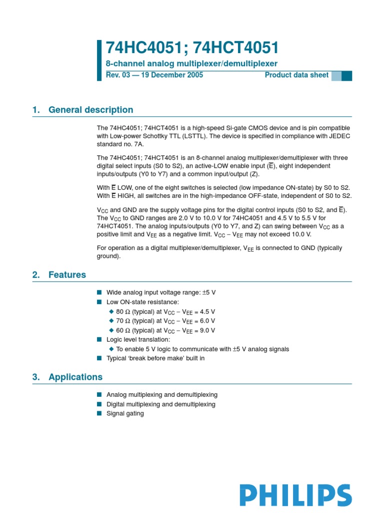 74HC HCT4051 | PDF | Electrical Circuits | Electrical Engineering