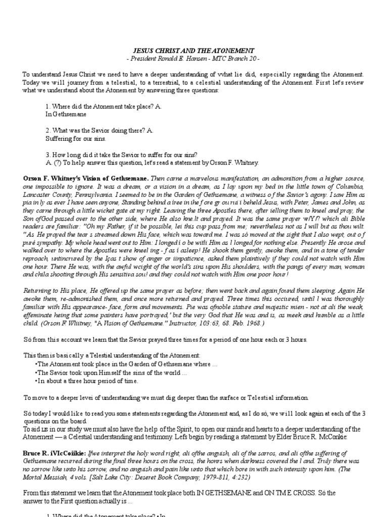 Understanding the Atonement of Christ | PDF | Atonement In Christianity ...