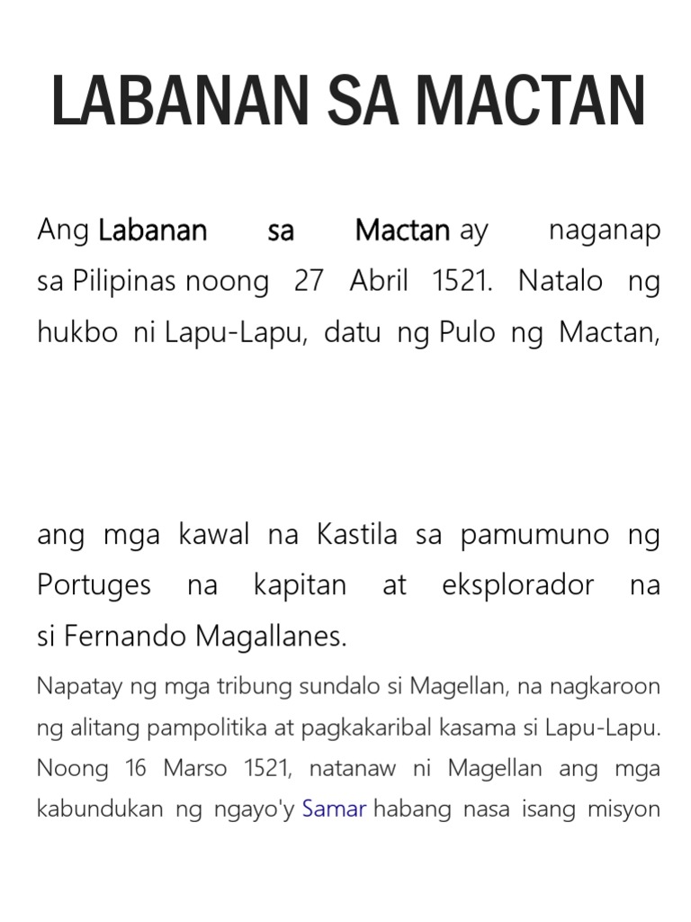 Labanan Sa Mactan | PDF