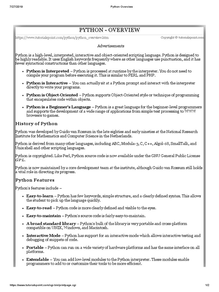 Python Overview | PDF | Command Line Interface | Python (Programming Language)