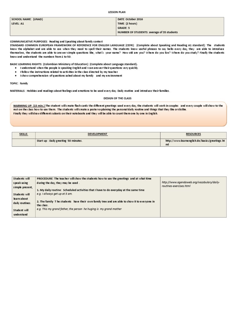 Lesson Plan Unad | PDF | Lesson Plan | Cognitive Science