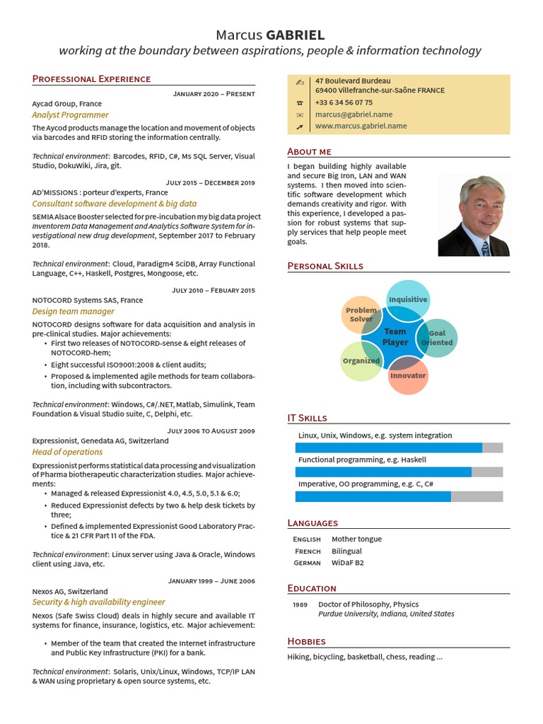 CV Gabriel Marcus en | PDF | C (Programming Language) | Software ...