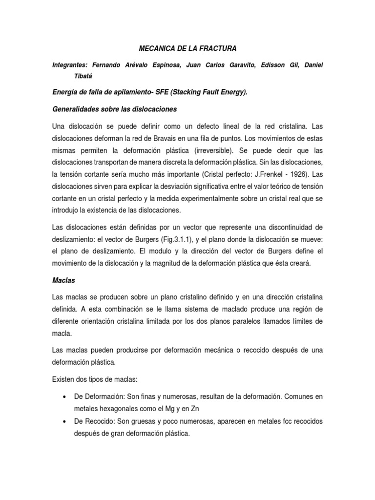 Energía de Falla de Apilamiento | PDF | Dislocación | Plasticidad (Física)