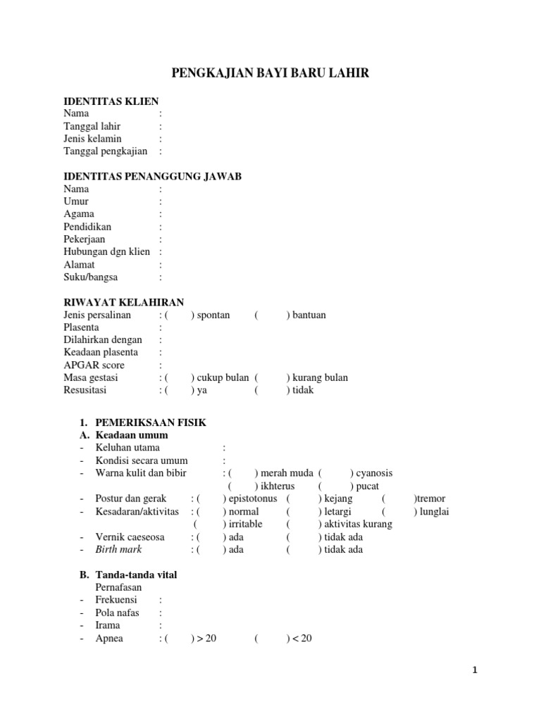 Lampiran 5.format Pengkajian BBL + APGAR Score | PDF