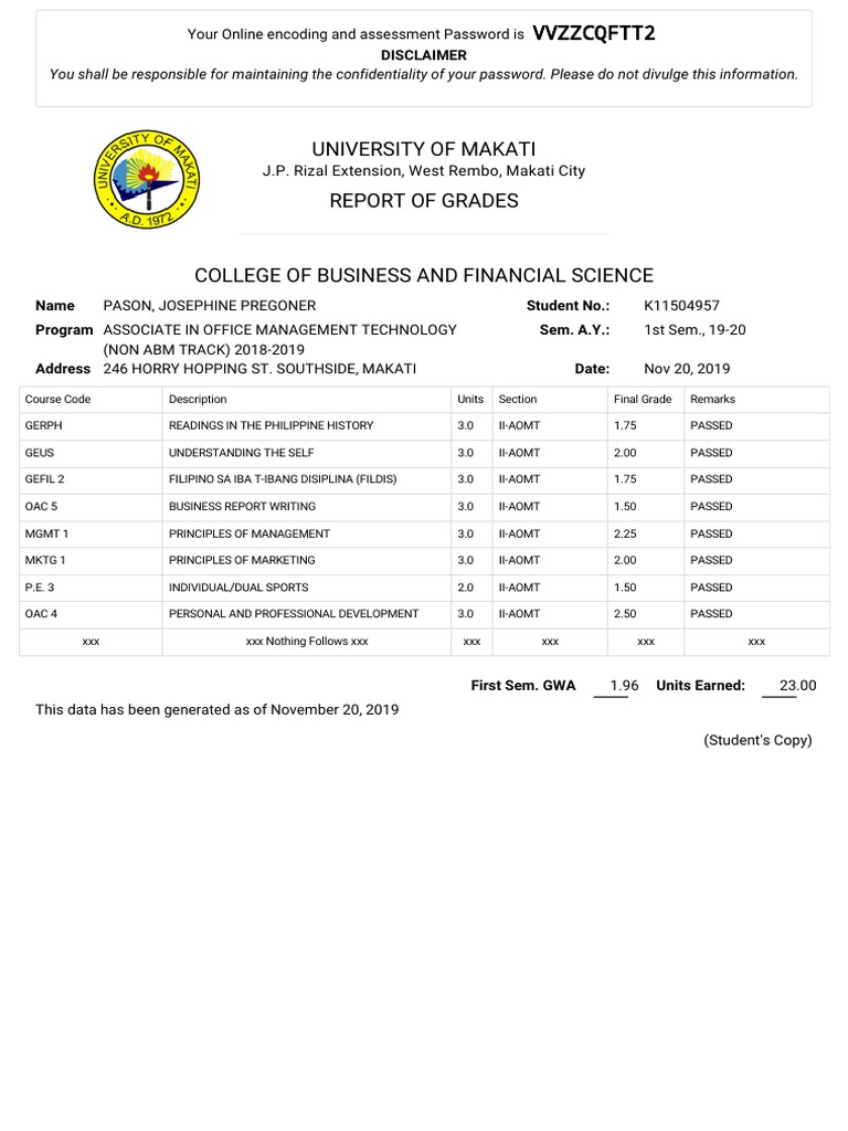 UMak Online Issuance of Report of Grades v1.2.2 | PDF | Computing And ...