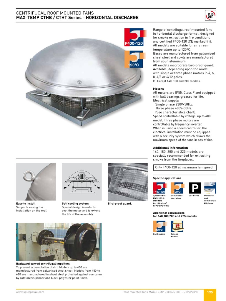 Centrifugal Roof Mounted - en - Max-Temp-Cthb-Ctht | PDF | Electric ...