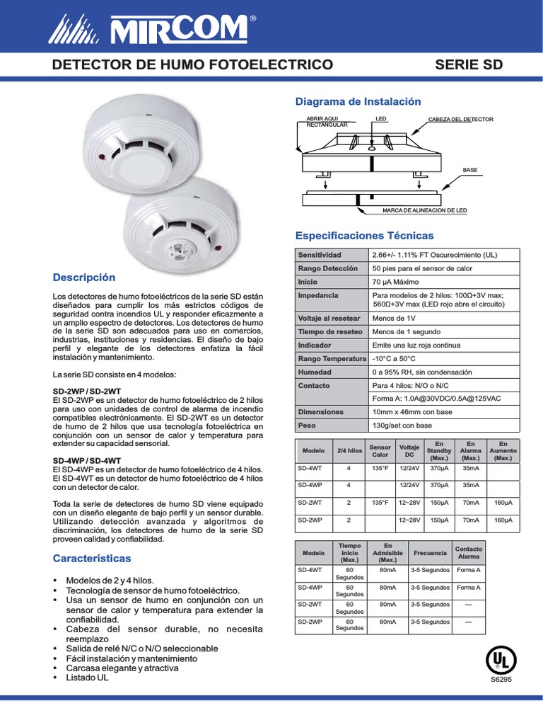 Detector de Humo Ficha Tecnica PDF | PDF | Diodo emisor de luz | Equipo