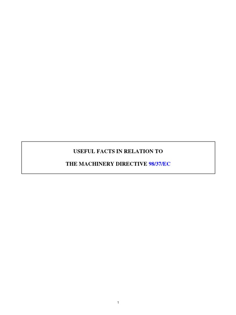 1998-37-EC - Machinery Directive - Guide PDF | PDF | European Economic ...