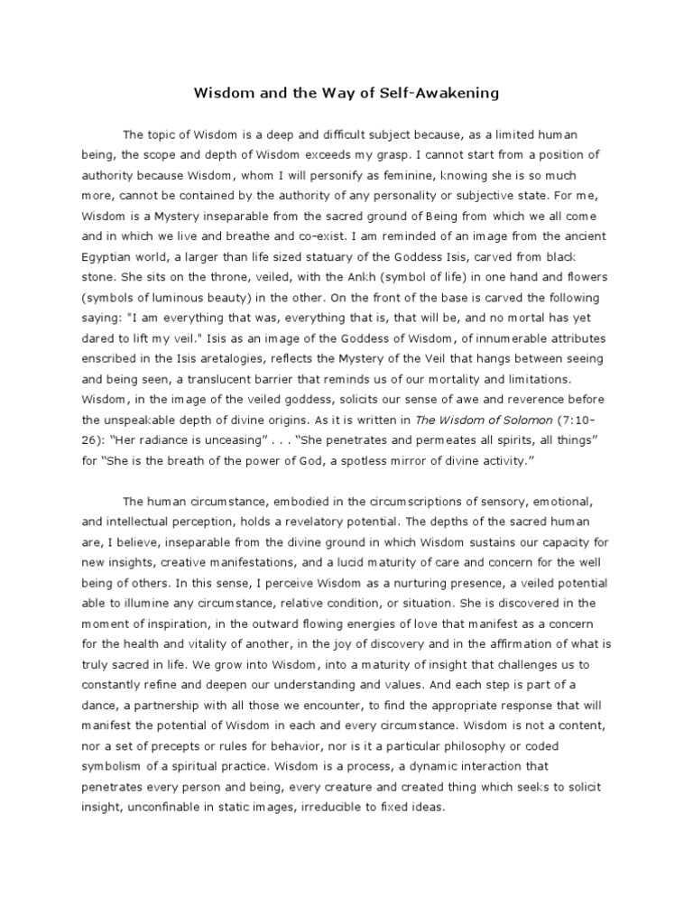Wisdom and The Way of Self | PDF | Wisdom | Isis