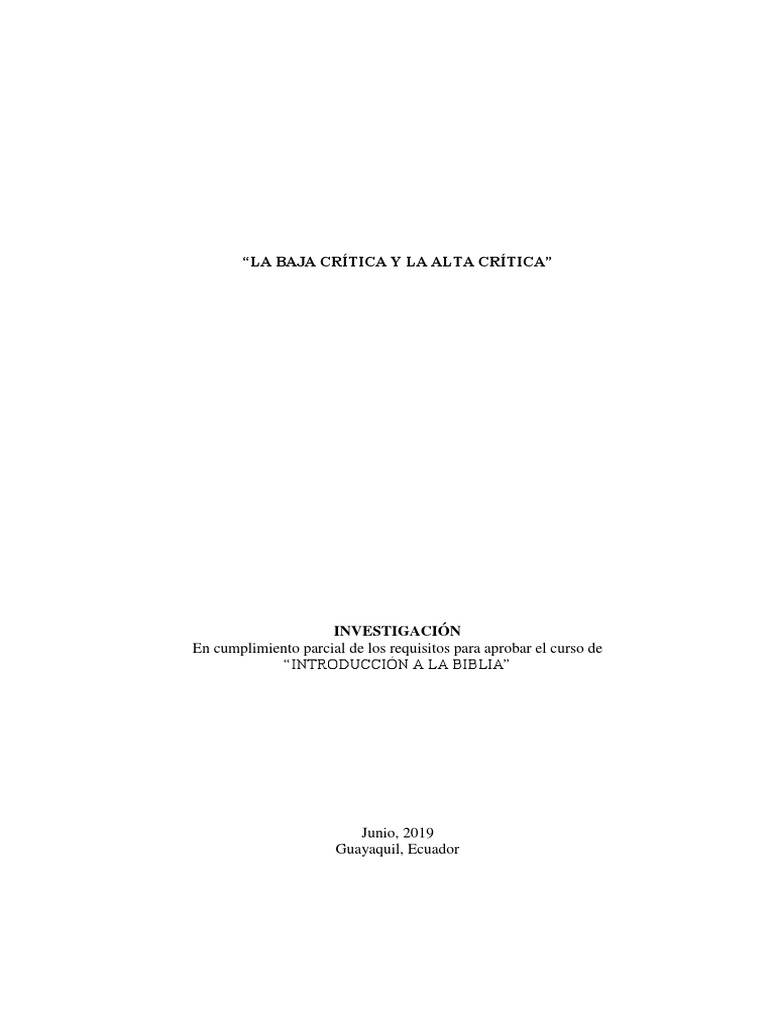 Exposicion Alta y Baja Critica | PDF | Crítica textual | Biblia