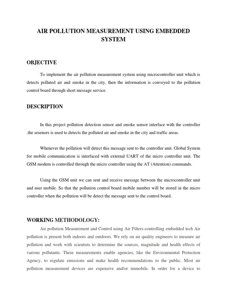 Air Pollution Measurement Using Embedded System | PDF | Air Pollution ...