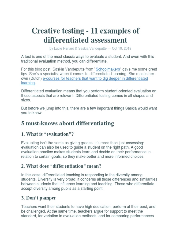 11 Differentiated Assessment Strategies | PDF | Test (Assessment ...