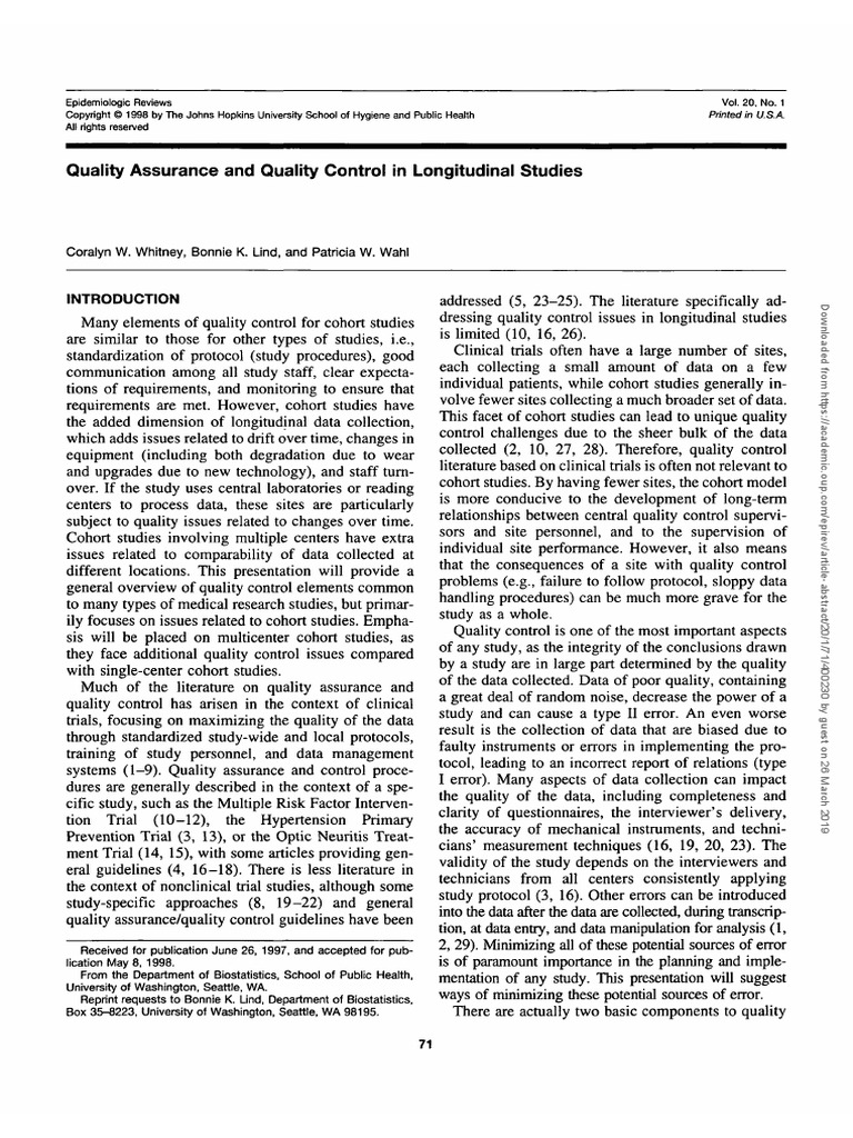 Quality Control Research Paper | PDF | Data Quality | Cohort Study