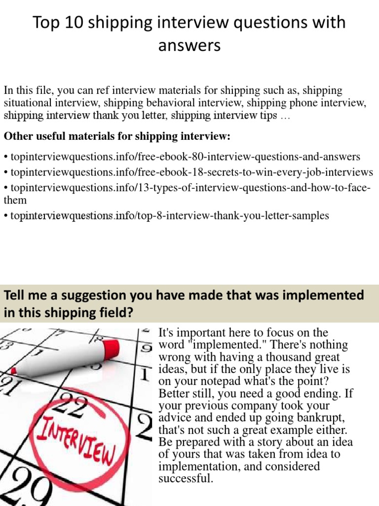 Shipping Interview Questions With Answers | PDF | Job Interview ...