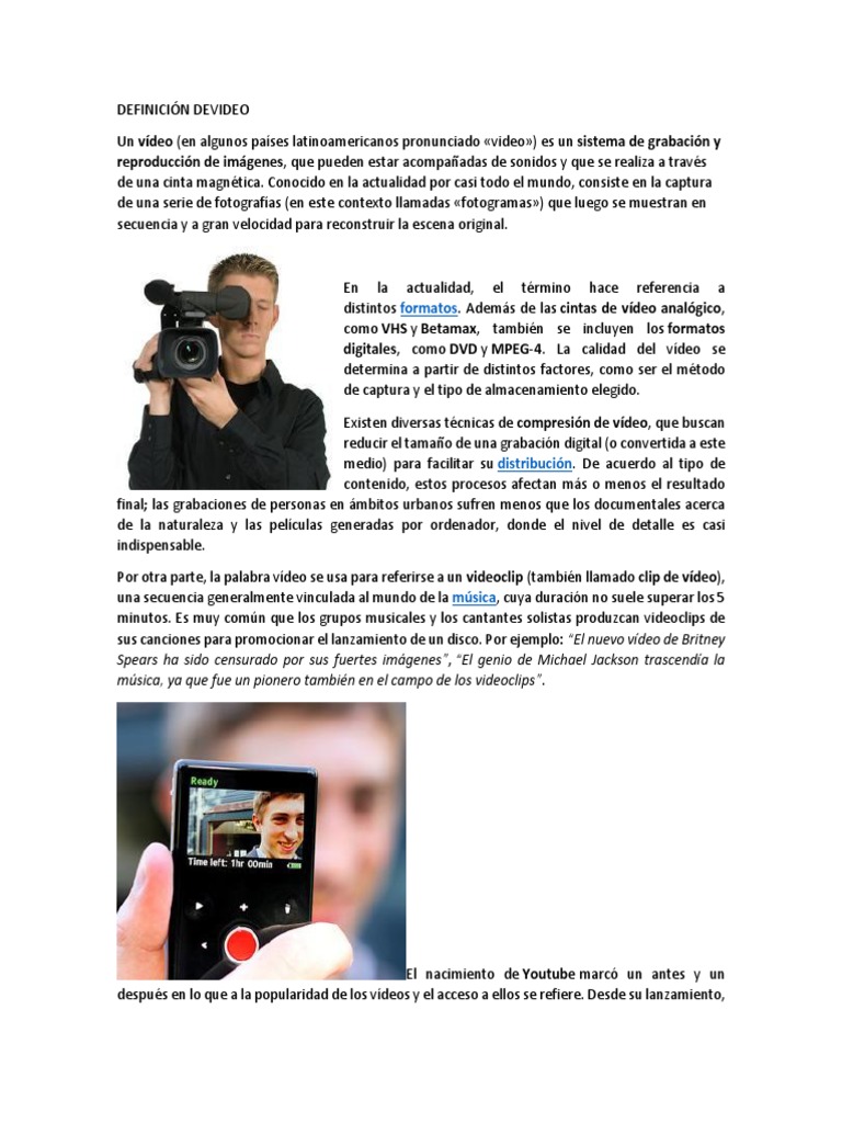 Definición de Video | PDF | Vídeo | Youtube