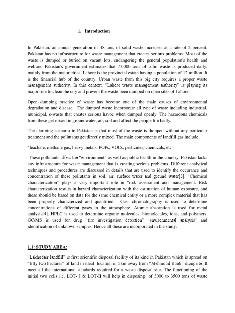 Analytical Methods For Leachate Determination From Lakhodair Lahore ...