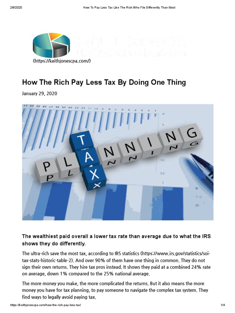 How To Pay Less Tax Like The Rich Who File Differently Than Most | PDF ...