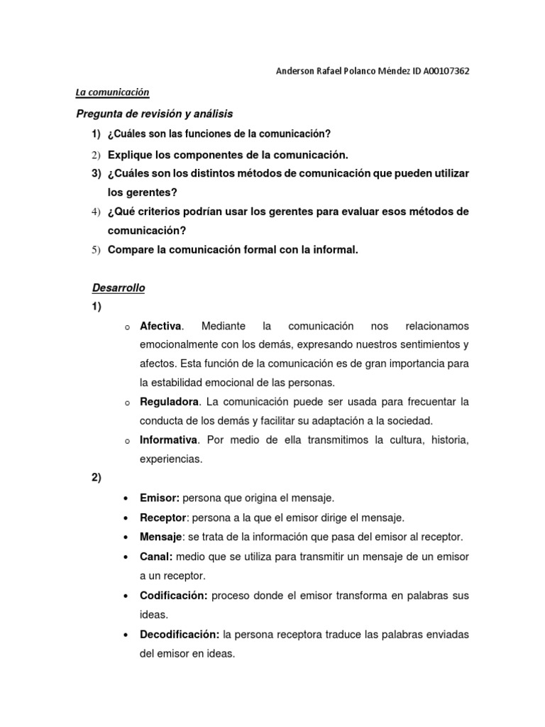 Polanco Anderson La Comunicación | PDF | Correo | Comunicación