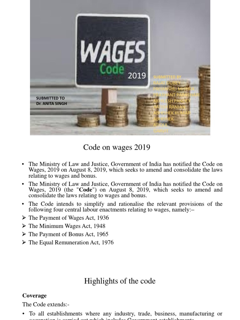 An Analysis of Key Provisions and Highlights of the Code on Wages, 2019 ...