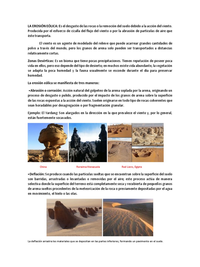 Erosión Eólica y Formas del Relieve | PDF | Desierto | Erosión
