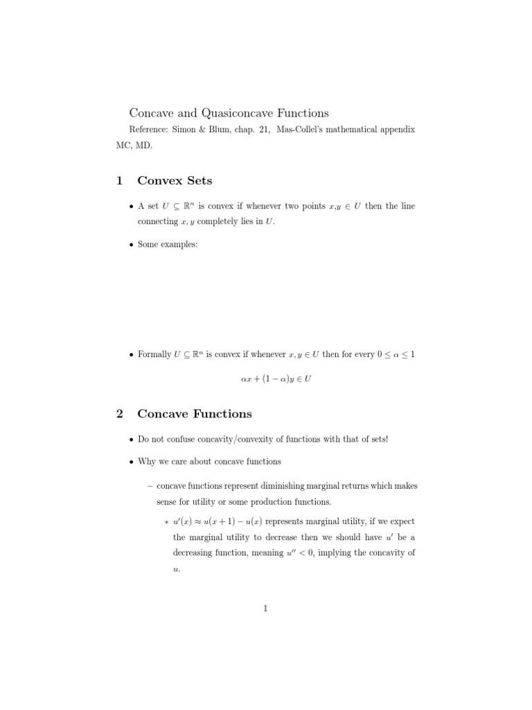 Concave and Quasiconcave Functions | PDF | Utility | Theorem