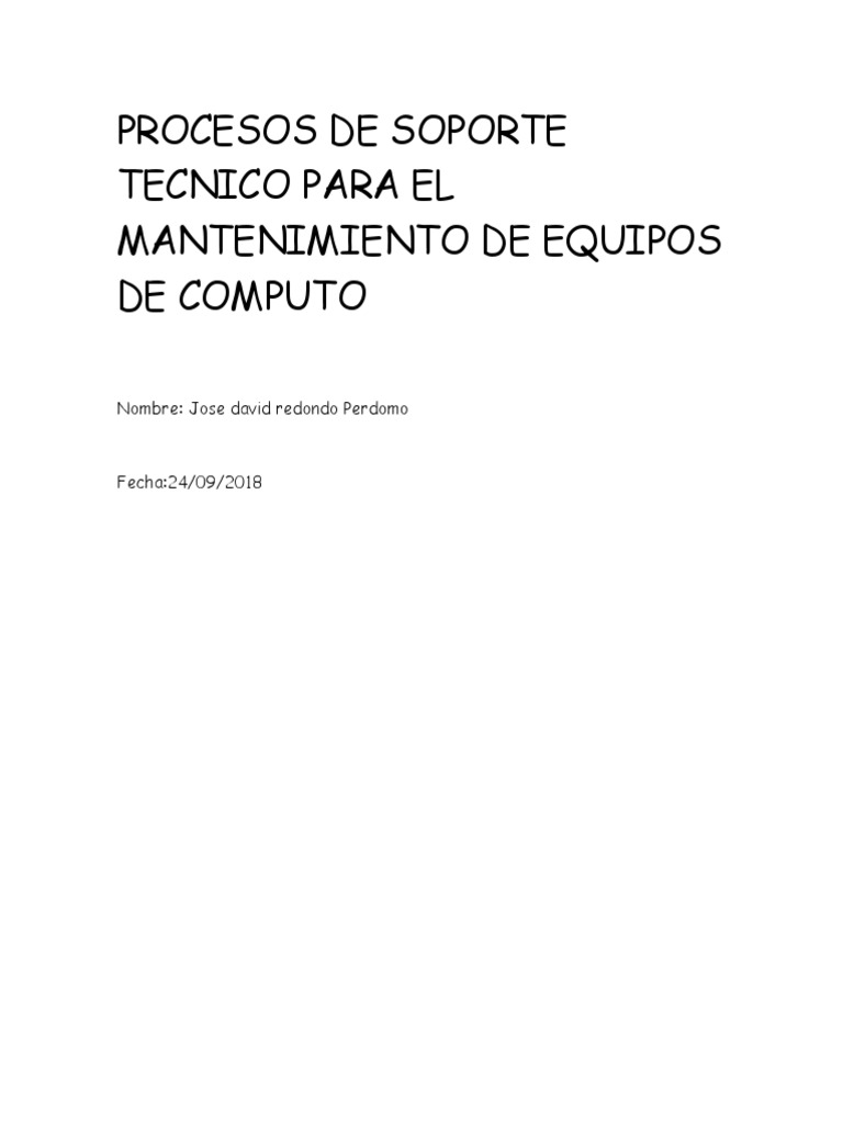 Procesos de Soporte Tecnico para El Mantenimiento de Equipos de Computo | PDF | Áreas de ...