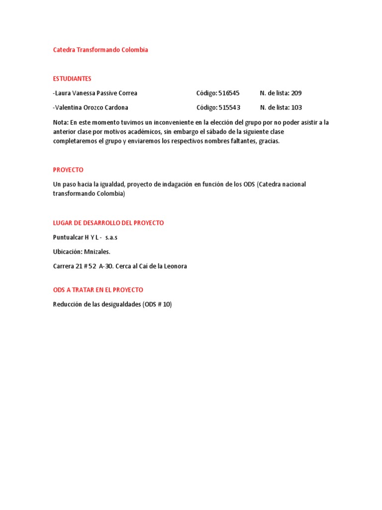 Catedra Transformando Colombia | PDF