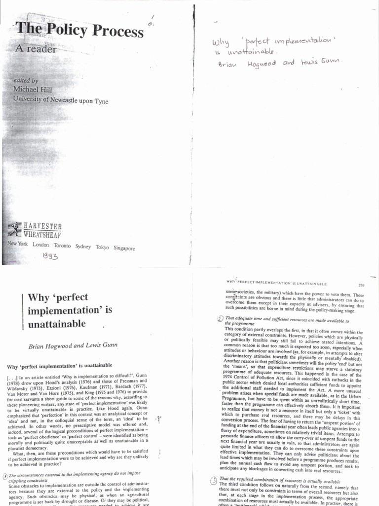 Hogwood Gunn - Why Perfect Implmentation Is Unattainable | PDF | Cognitive Science ...
