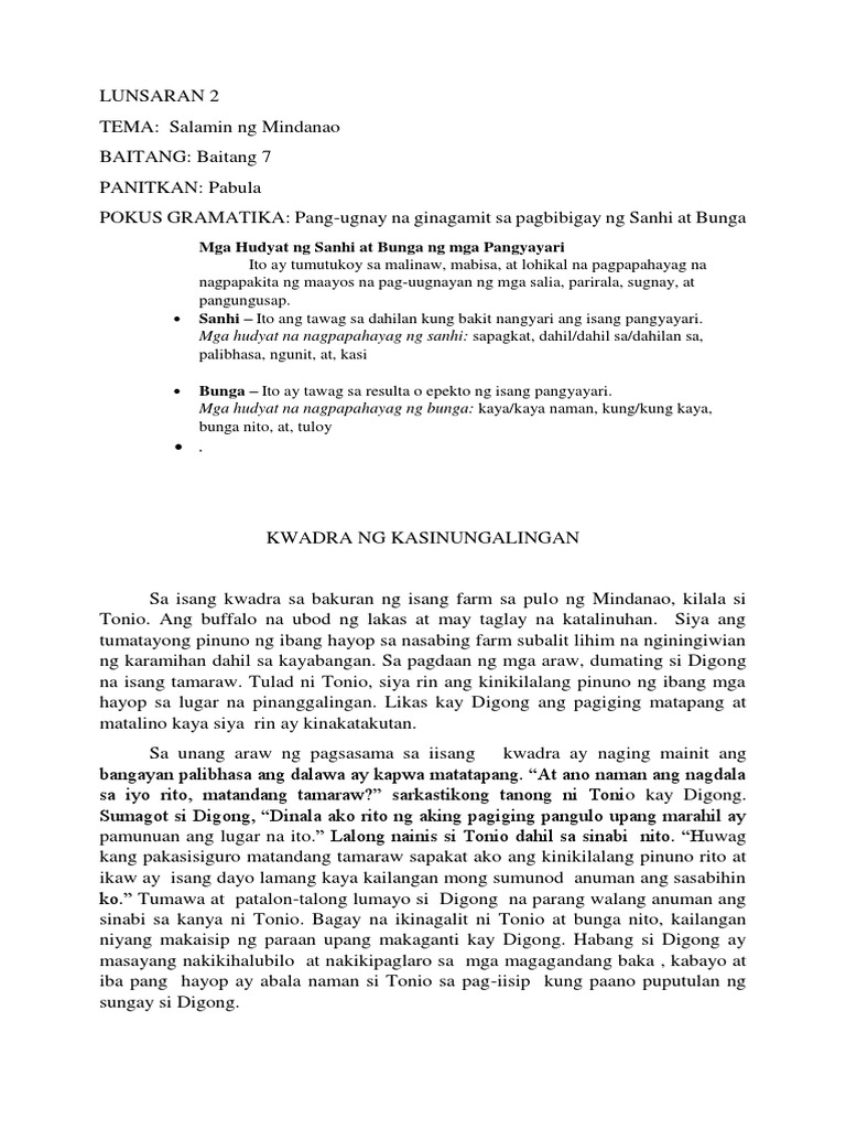 LUNSARAN 2-Pabula | PDF