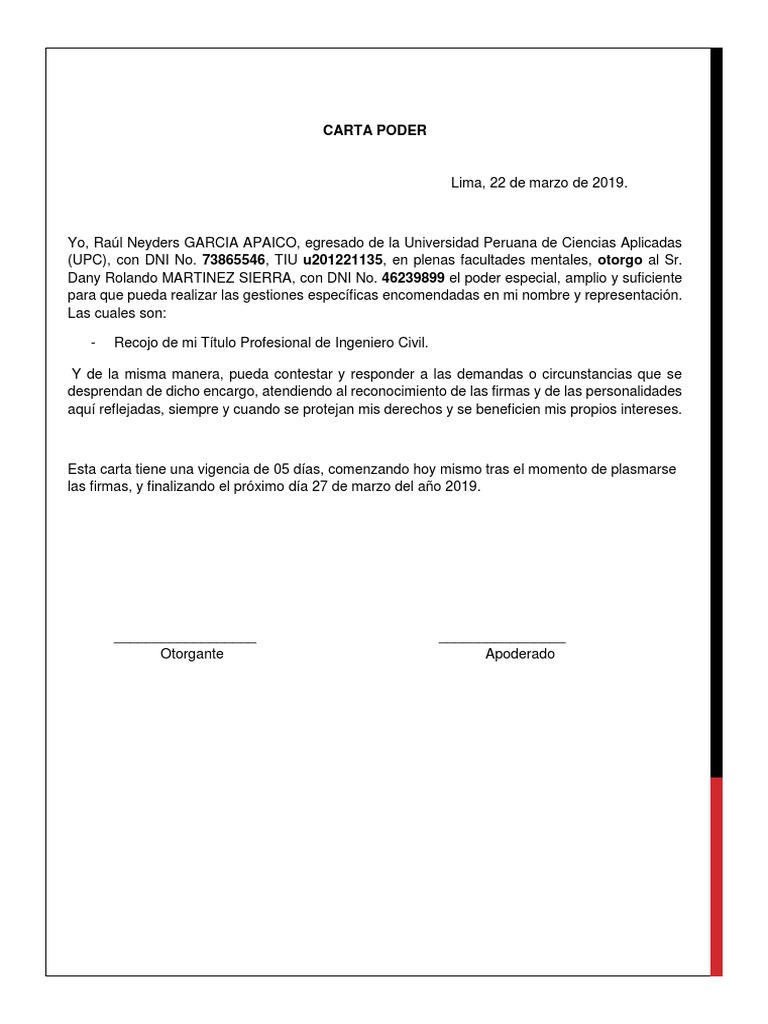 Carta Poder Lima | PDF