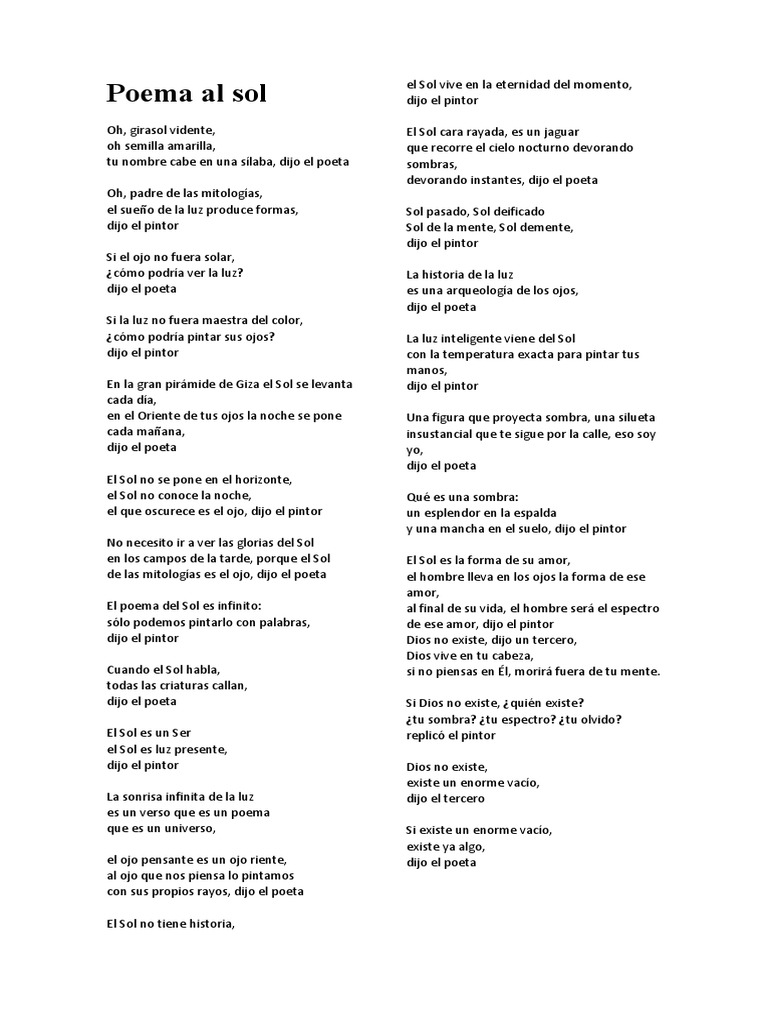 Poema Al Sol | PDF | Dom | Naturaleza