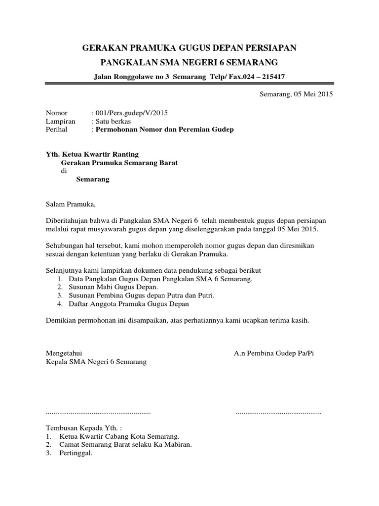 Surat Pengajuan No Gudep | PDF