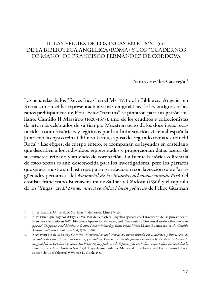 Las Efigies de Los Incas en El Ms. 1551 PDF | PDF | Imperio Inca | Perú
