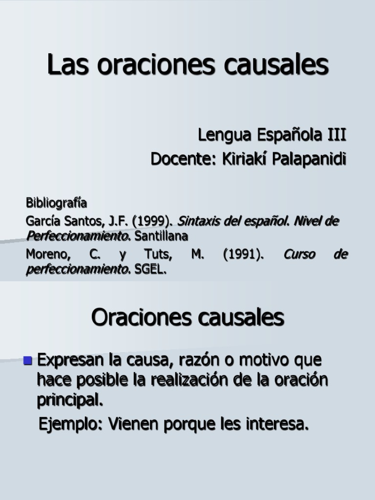 Oraciones Causales | PDF | Oración (Lingüística) | Idiomas