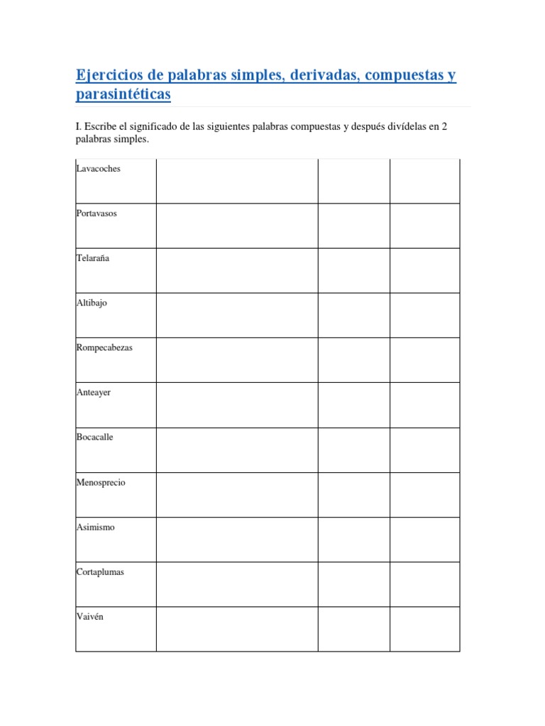 Ejercicios de Palabras Simples | PDF | Naturaleza