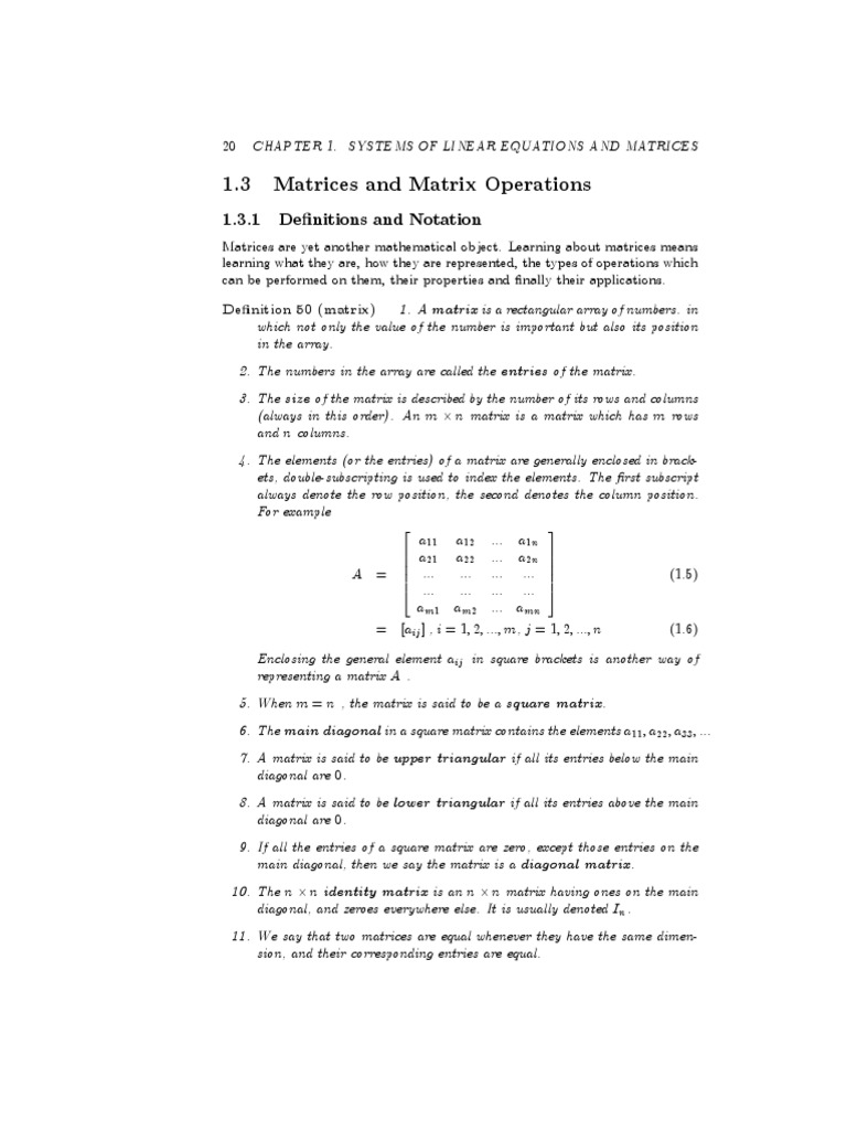 Matrix and Matrices Operations | PDF | Matrix (Mathematics ...