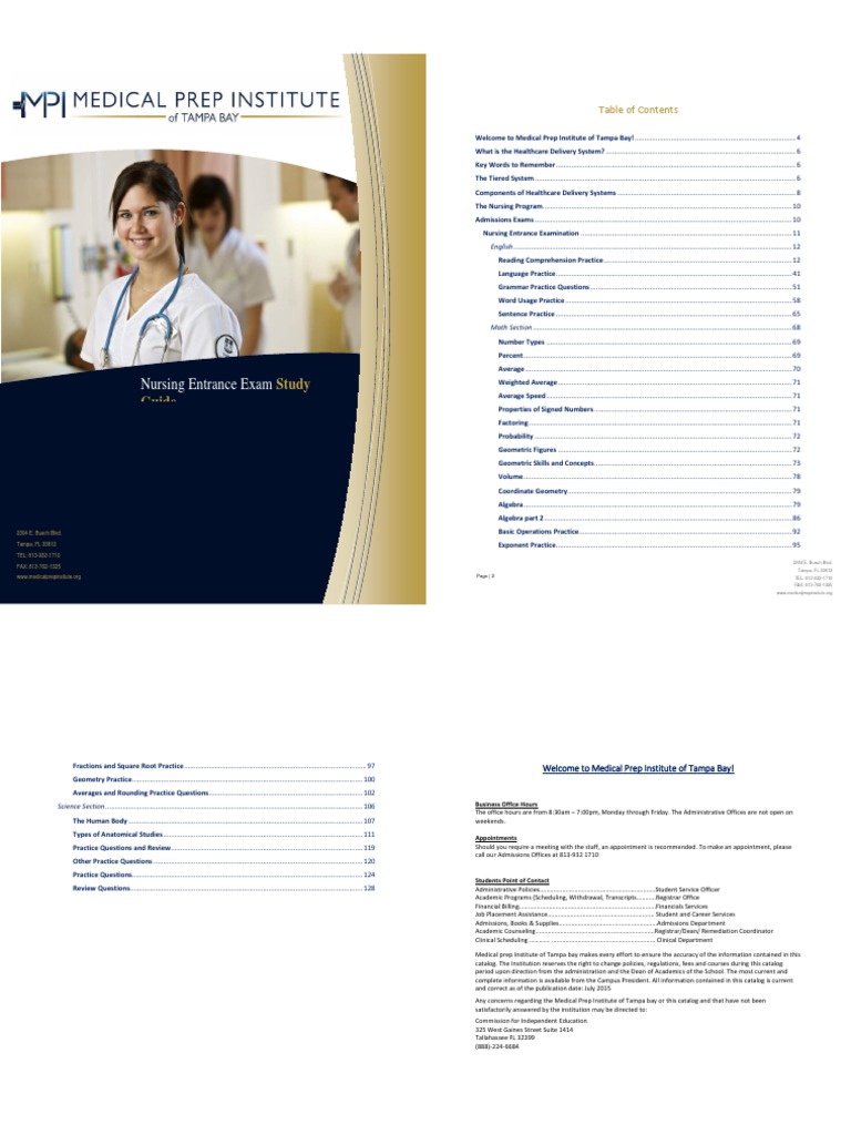 Nursing Entrance Exam Practice PDF | PDF | Intensive Care Unit | Health ...