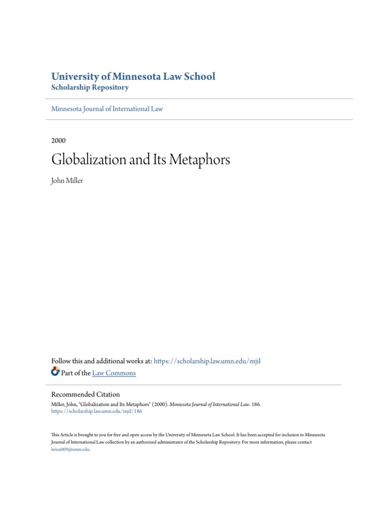 Globalization and Its Metaphors PDF | PDF | Metaphor | Economics