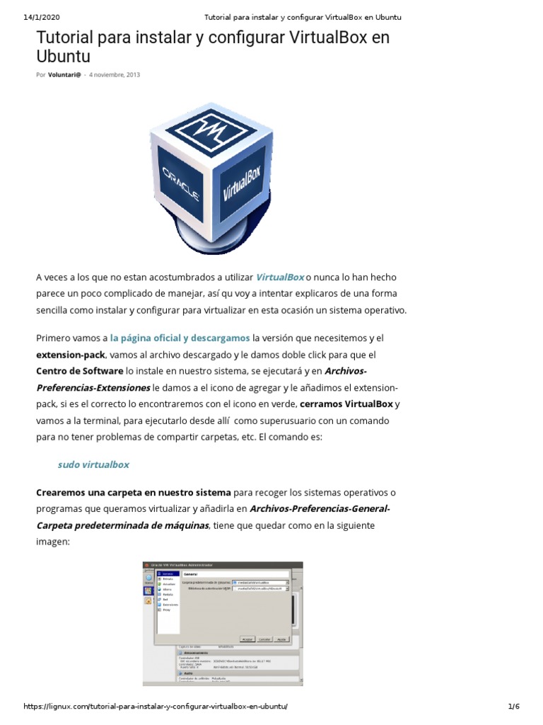 Tutorial para Instalar y Configurar VirtualBox en Ubuntu PDF | PDF | Sistema operativo | Archivo ...