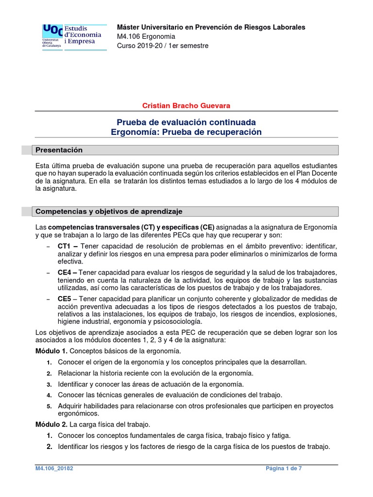 M4106 20191 Pec4 | PDF | Factores humanos y ergonomía | Seguridad y ...