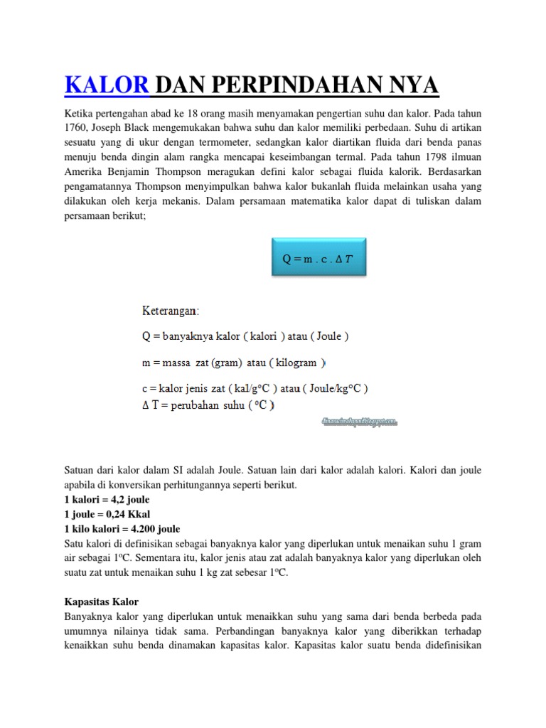 Kalor Dan Perpindahan Nya | PDF