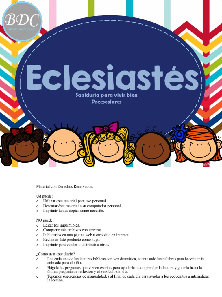 Guía de estudio bíblico para preescolares sobre el libro de Eclesiastés ...