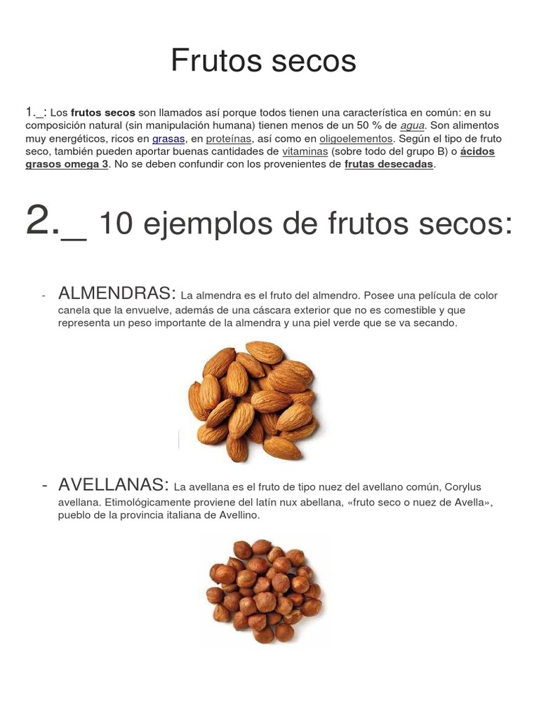 Tipos y nombres de frutos secos | PDF | Etnobotánica | Productos ...