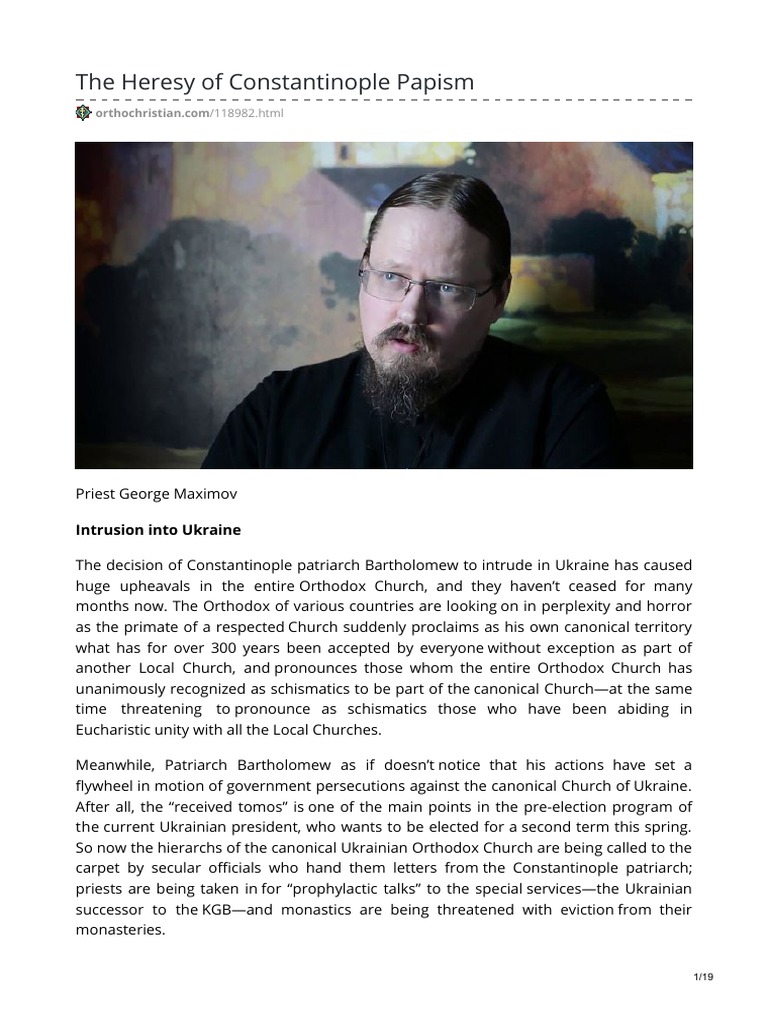 The Heresy of Constantinople Papism | PDF | Russian Orthodox Church ...
