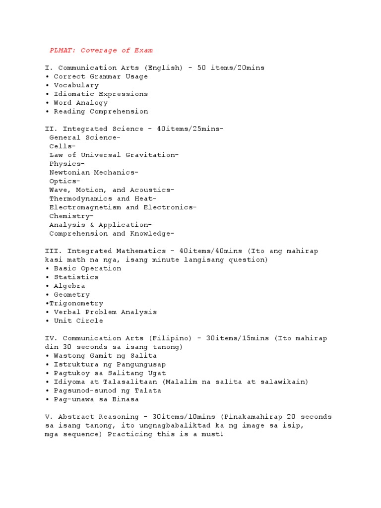 PLMAT Coverage | PDF