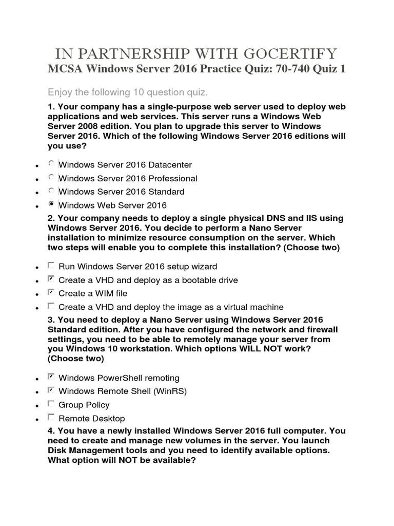 Mcsa Test Q | PDF | Server (Computing) | Data Management